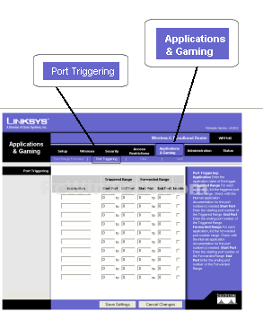 Port Triggering - Linksys - WRT54G (Linksys v8 Firmware) | PcWinTech.com™